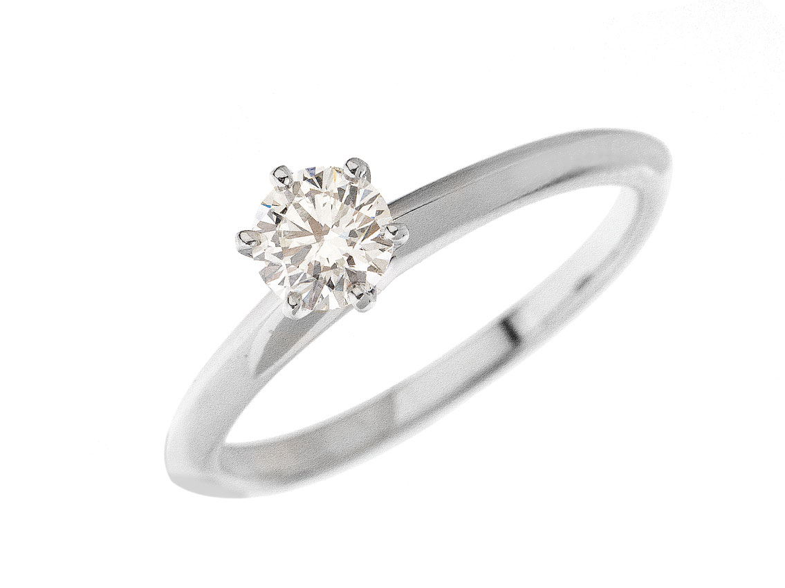 Tiffany Co. Ring Solitar 950 Platin 4 6g Diamant 0 53ct mit Box und Zertifikat